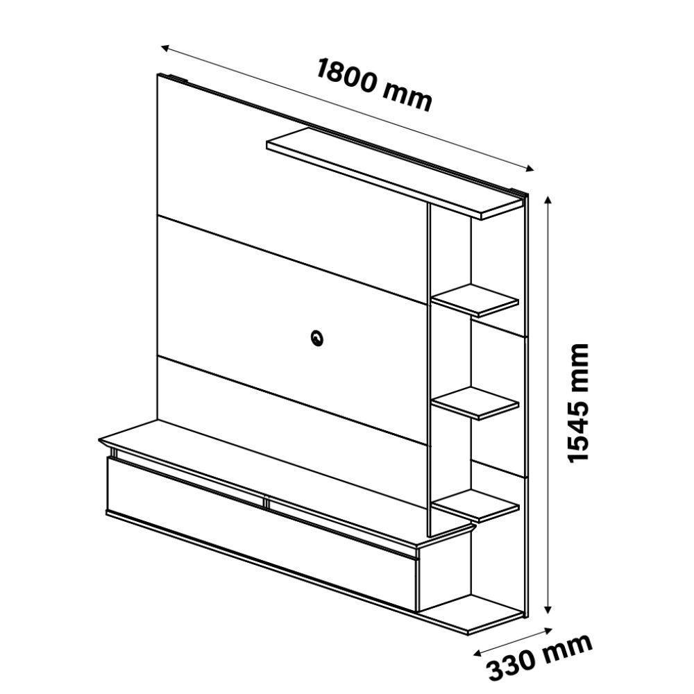 Painel para TV até 52 Polegadas 1 Porta 4 Nichos Sublime Patrimar ...