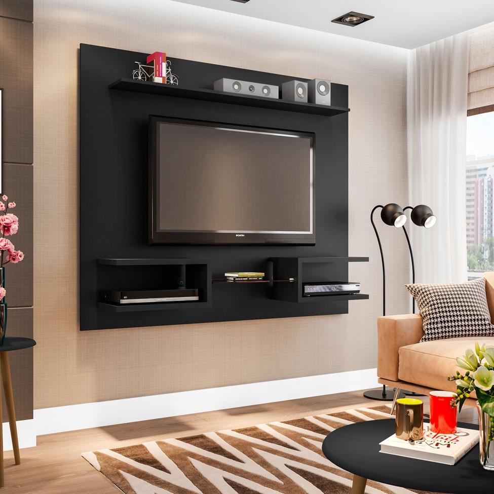 Painel para TV até 55 Polegadas Atlas Preto Fosco - Móveis Bechara ...