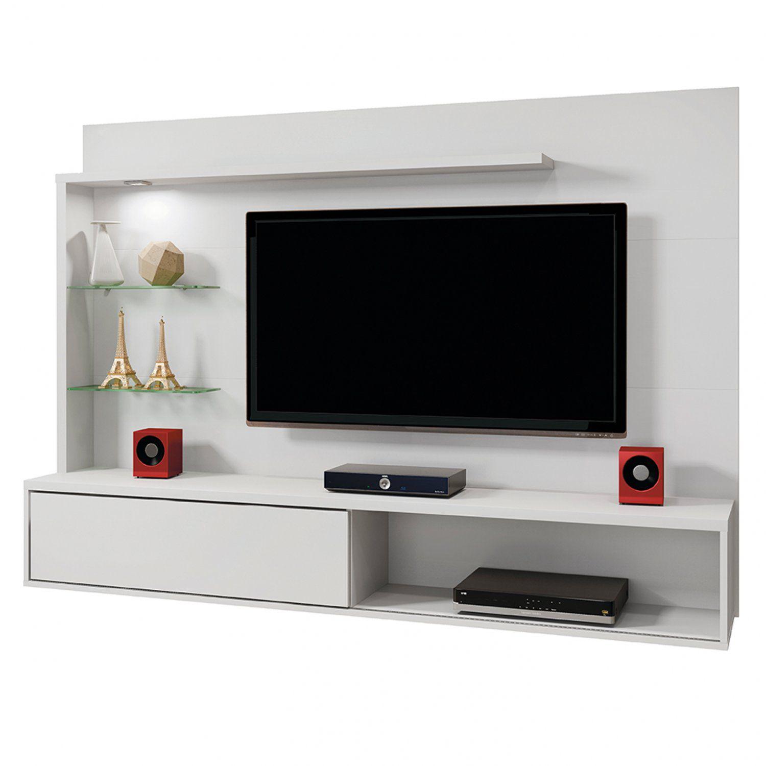 Painel para TV até 55 Polegadas com LED 1 Porta Kansas Mavaular Branco ...