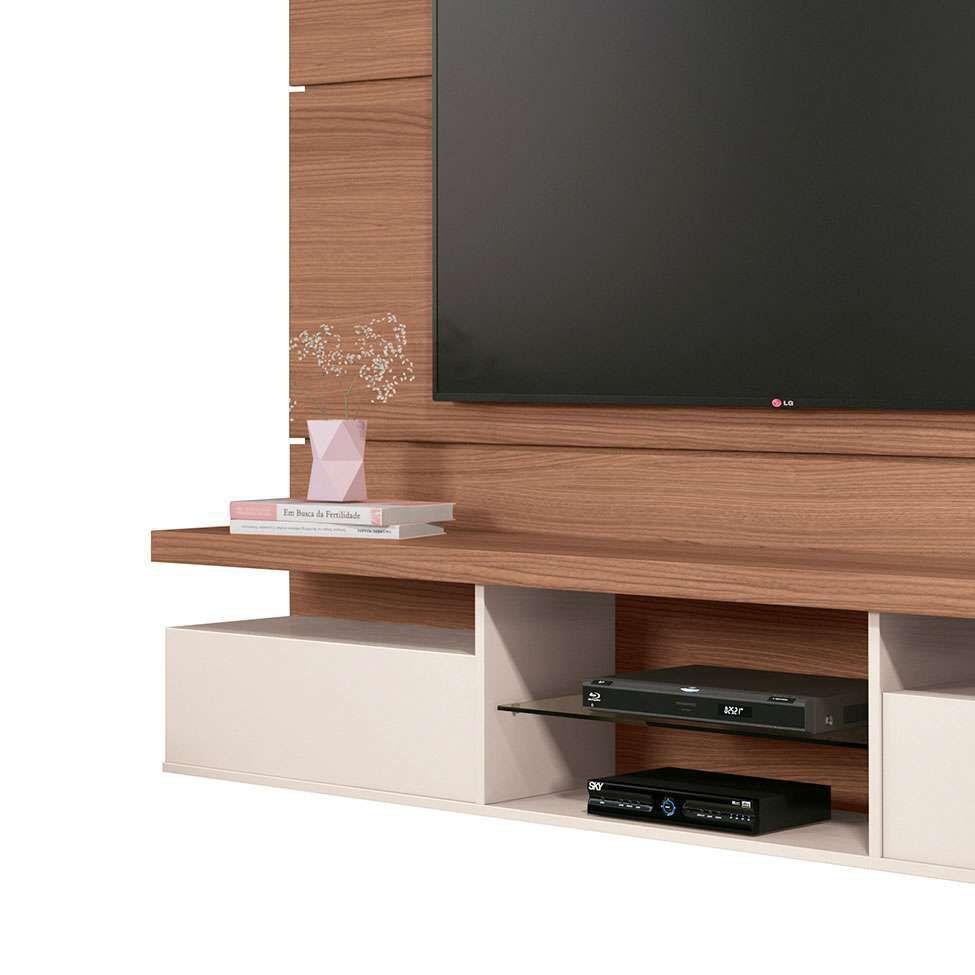 Painel para TV até 55 Polegadas Livin I Marrom Nature e Off White - Hb ...