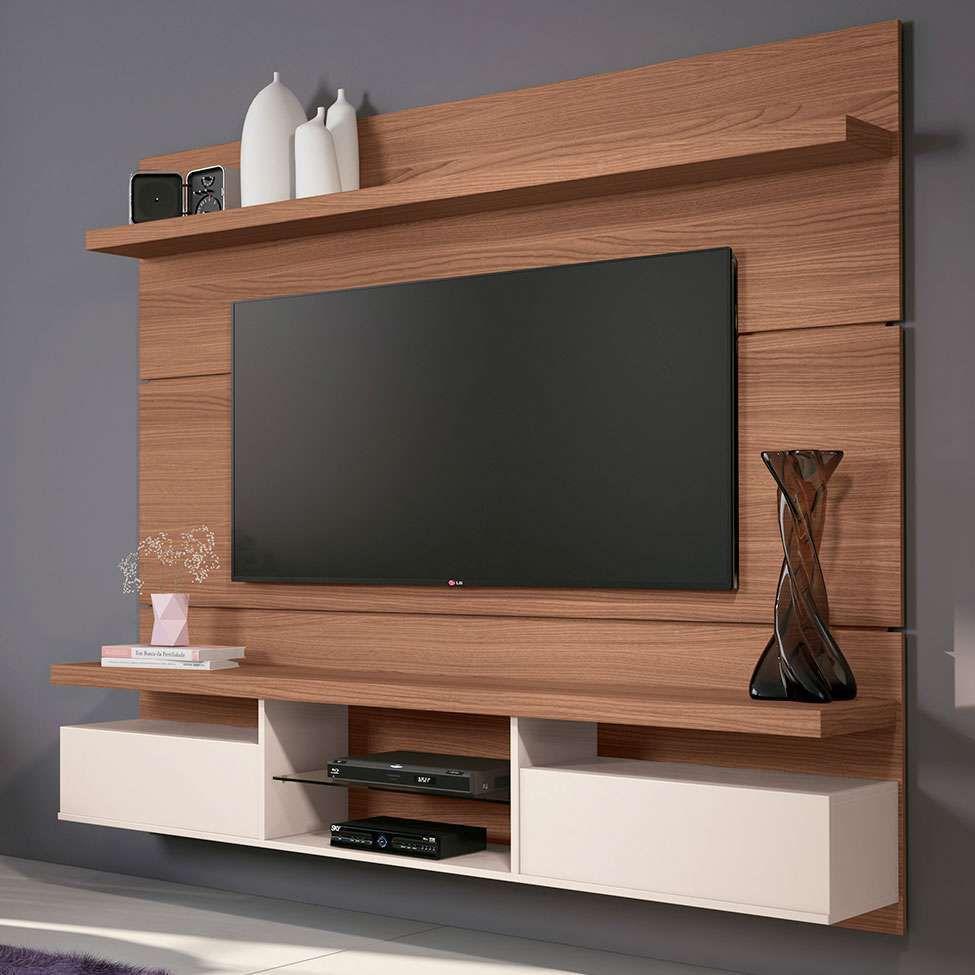 Painel para TV até 55 Polegadas Livin I Marrom Nature e Off White - Hb ...
