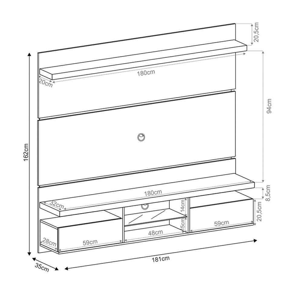 Painel para TV até 55 Polegadas Livin I Marrom Nature e Off White - Hb ...