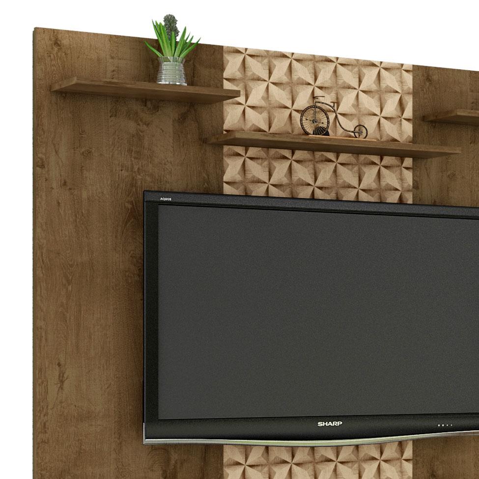 Painel para TV até 55 Polegadas Sigma Madeira Rústica e Madeira 3D ...
