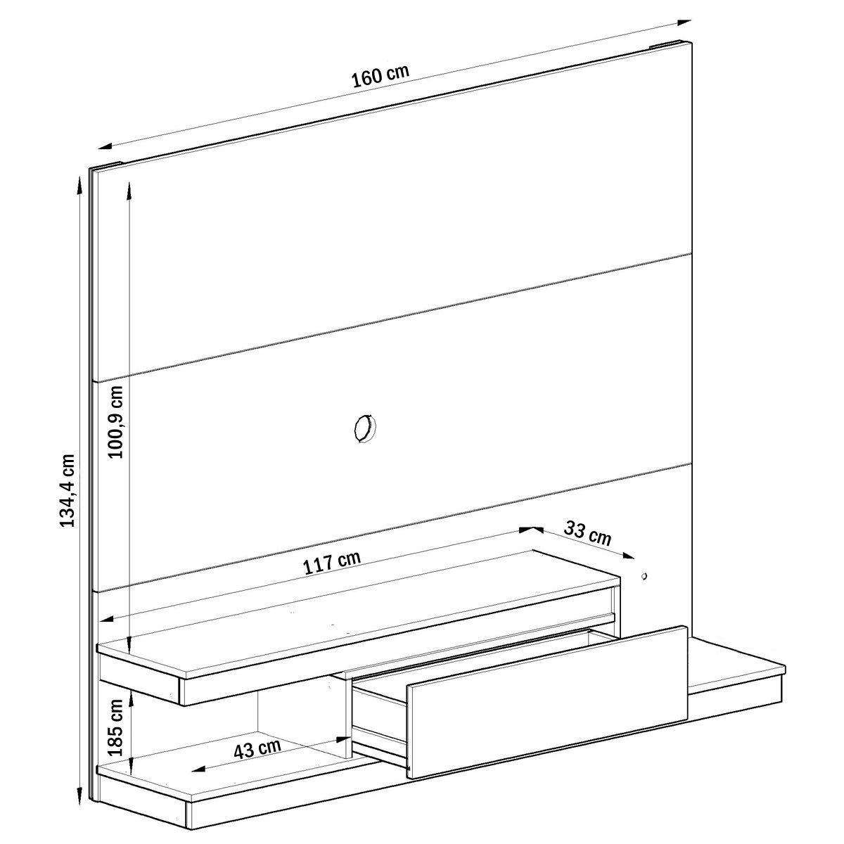Painel Para Tv Até 58 Polegadas 1 Gaveta Grafite Kd1601 - Quiditá Móveis - Painel para TV ...