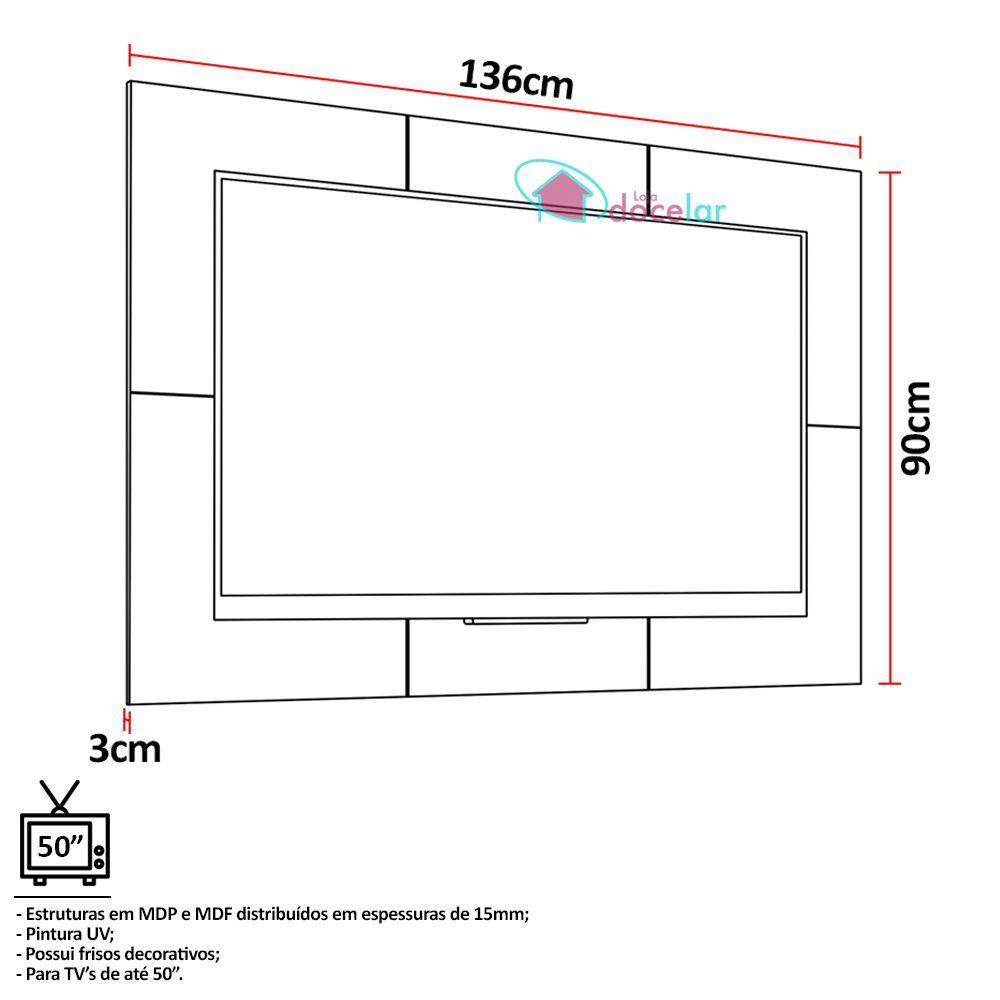 Painel para TV de até 50 polegadas Sala Prince - Caemmun - Painel para ...