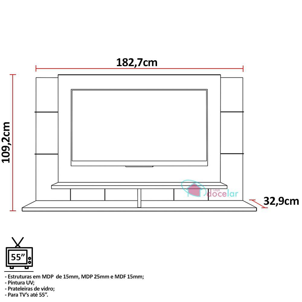 Painel para TV de até 55 polegadas Sala Dominio - Caemmun - Painel para ...