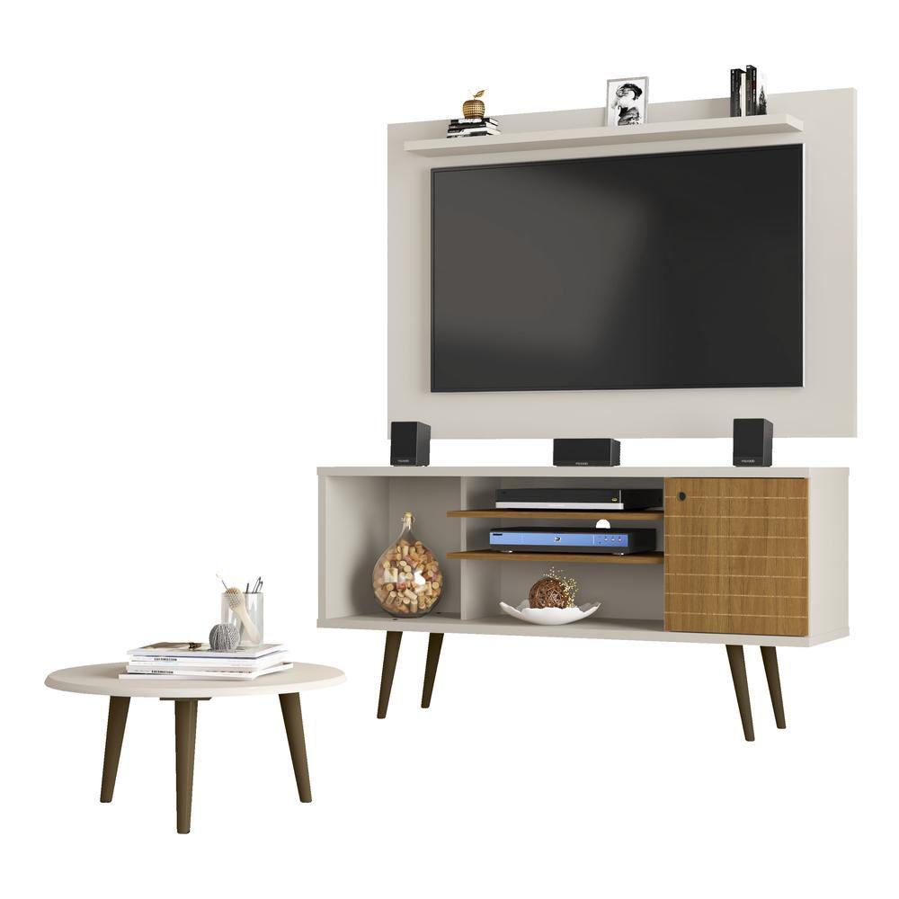 painel rack tv 50 polegadas + mesa de centro para sala pé palito 135 cm ...