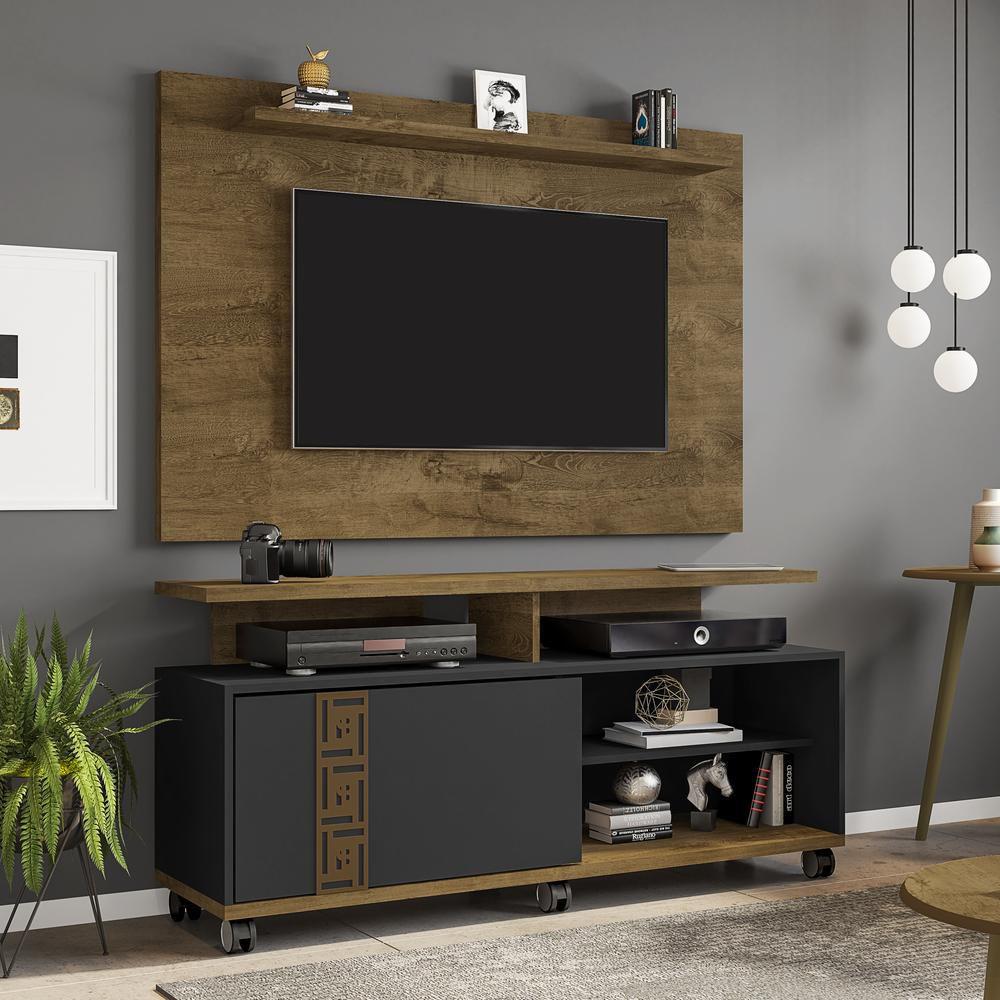 painel rack tv 50 polegadas para sala 5 prateleiras largura 136 cm profundidade 38 cm marrom e ...