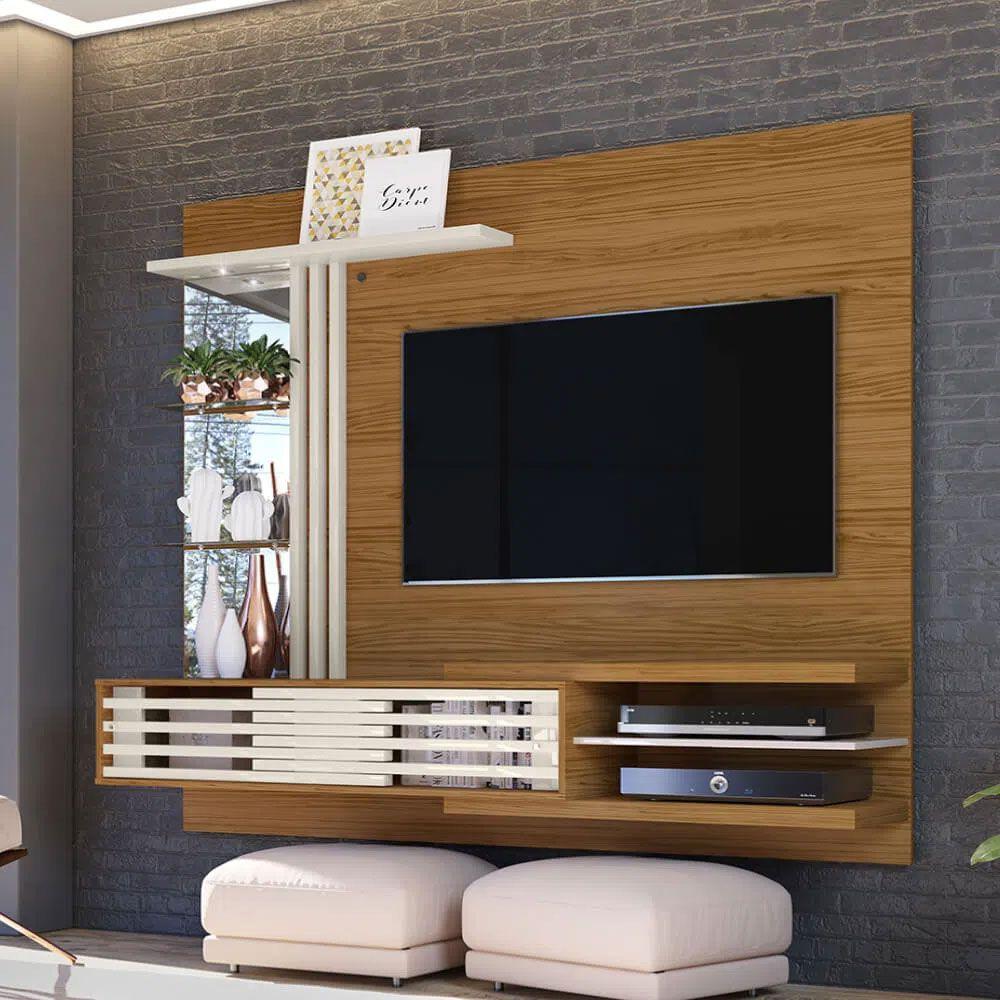 Painel Suspenso Frizz Supreme para TV 55 Pol Off White Natural ...