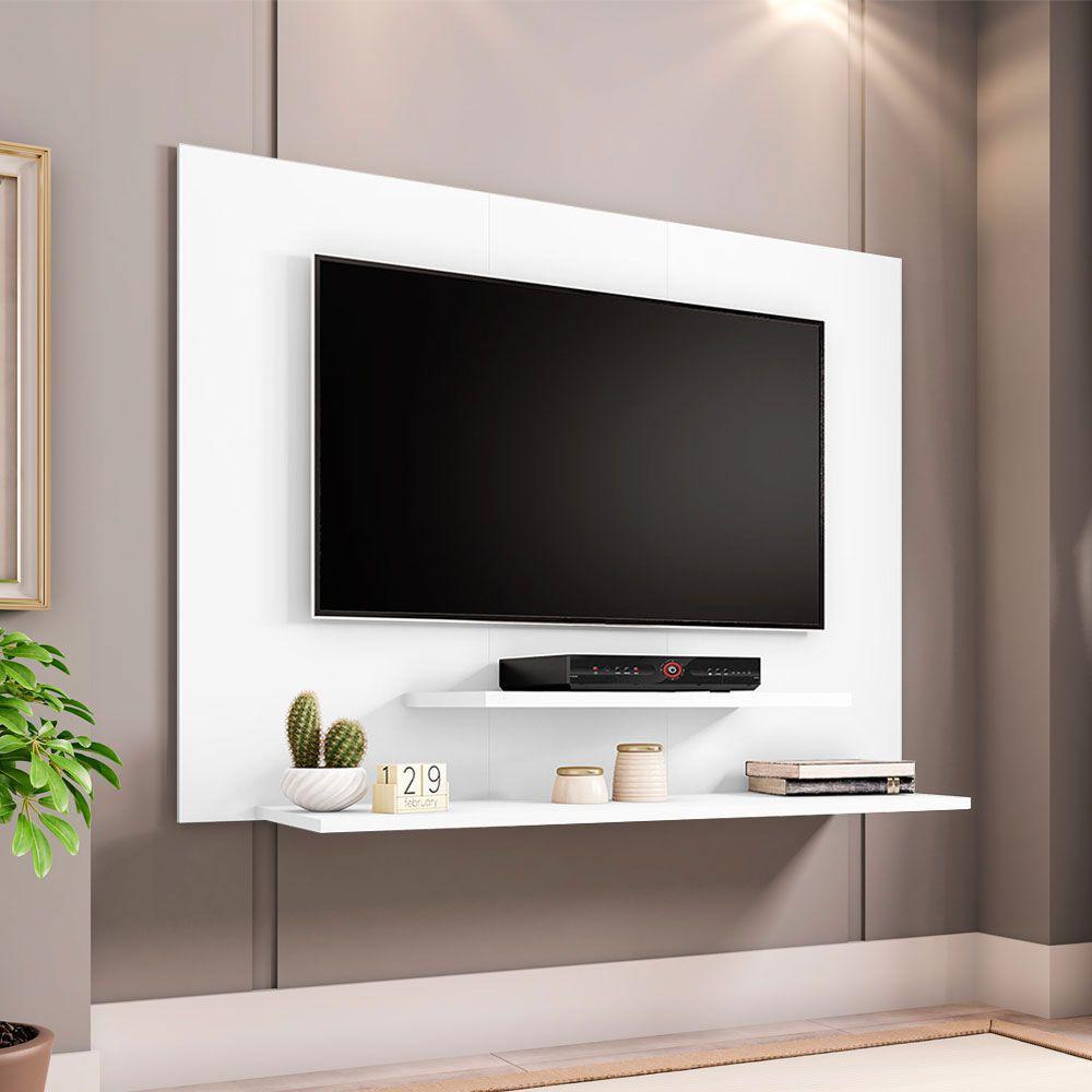 Painel TV Don 42 pol Prateleiras Flex Color Branco/Amendoa - Móveis ...