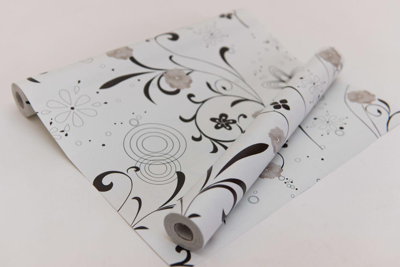 Papel Adesivo Contact De Parede Floral Monocromático 45 Cm X 10 Metros ...