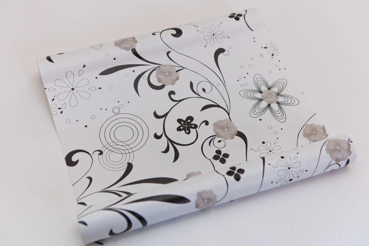 Papel Adesivo Contact De Parede Floral Monocromático 45 Cm X 10 Metros ...
