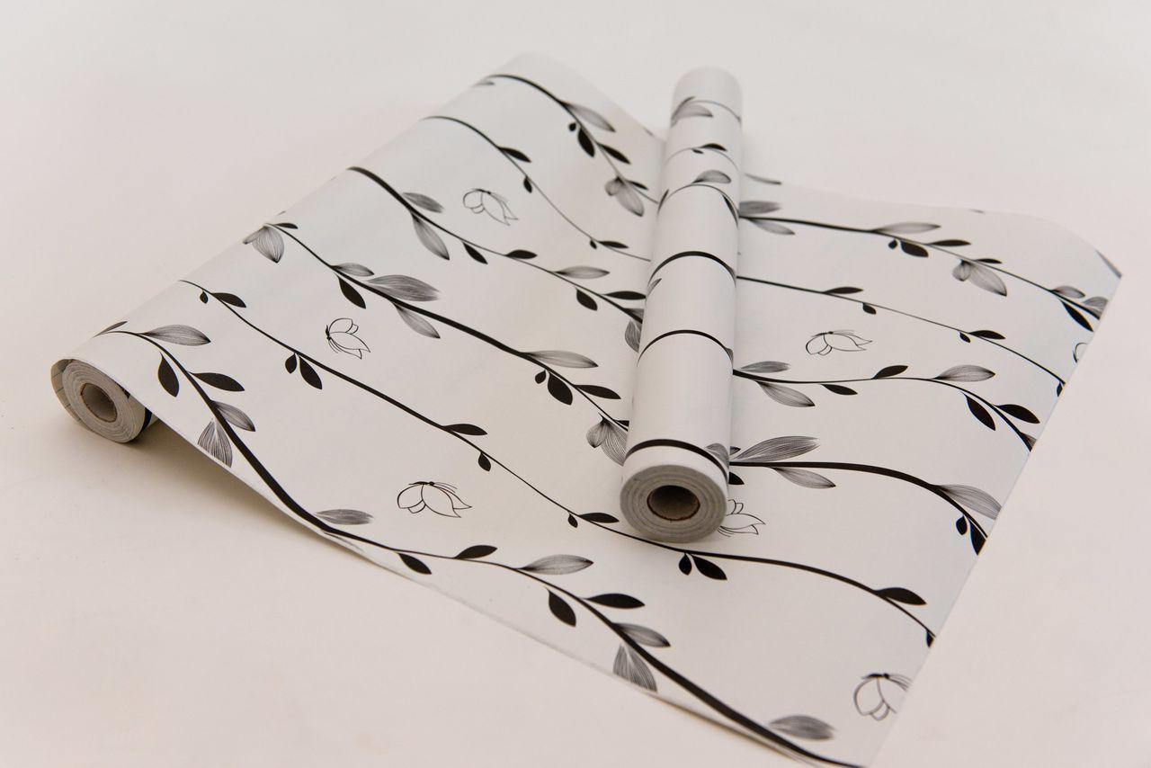 Papel Adesivo Contact De Parede Folhas E Borboletas 45 Cm X 5 Metros ...