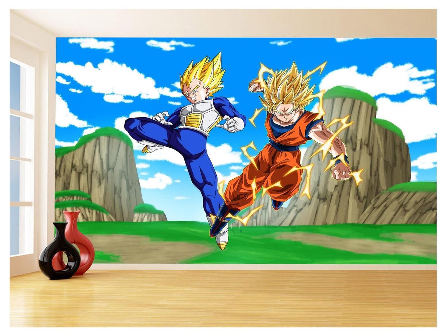 Papel De Parede Dbz Goku E Vegeta Dragon Ball Ultra HD Metal Print Art