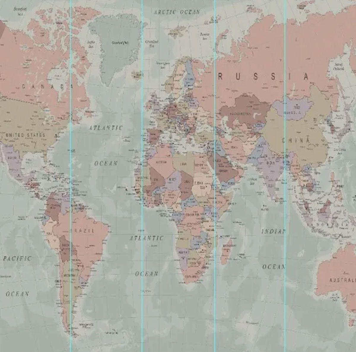 Papel De Parede Foto Mural Mapa Mundi Mundo 3,00 x 3,00 Metros - PAPEL ...