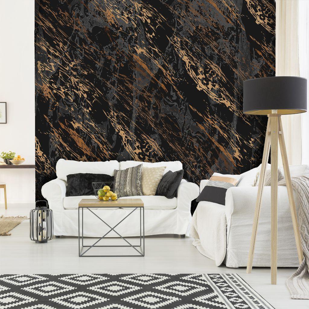 Papel De Parede Preto E Dourado Para Paredes