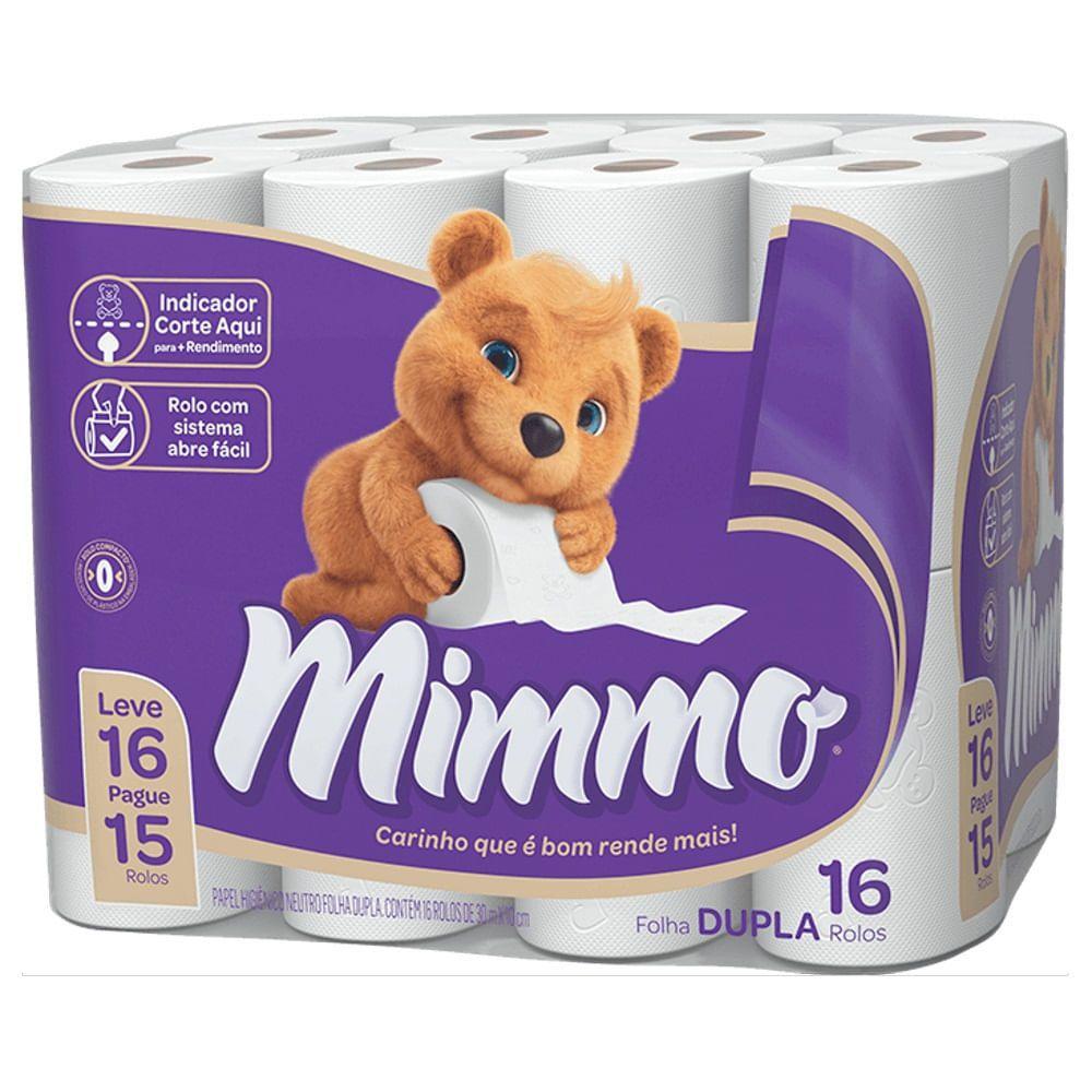 Papel Higiênico Folha Dupla Mimmo Neutro Ultra Macio Pacote Com 16