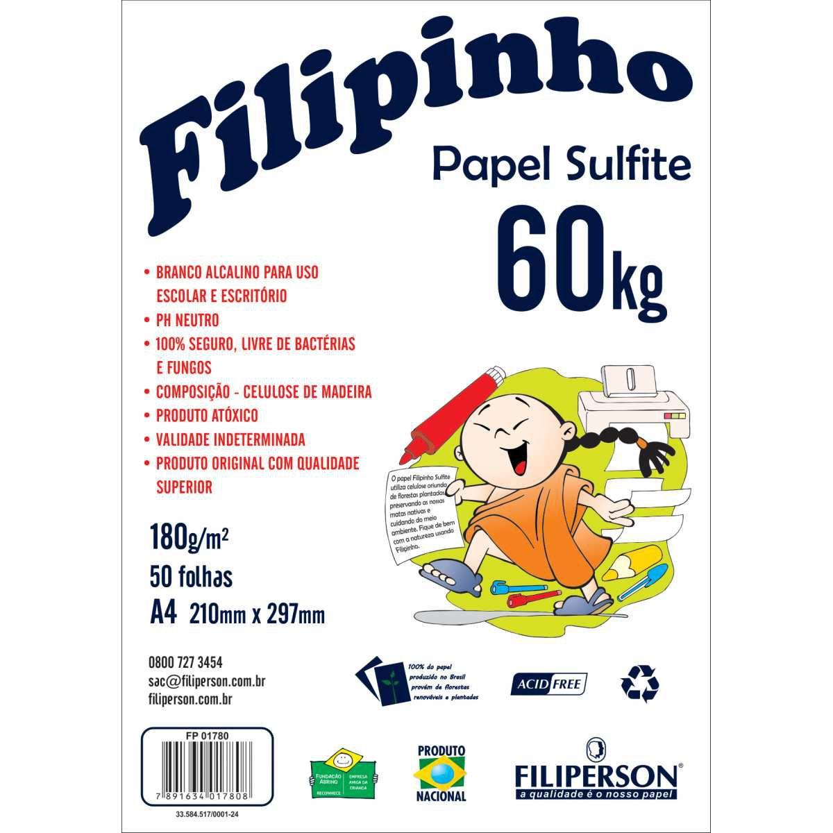 Papel Sulfite A4 60 Kilos 50FLS. Branco - Filiperson - Papel Sulfite ...