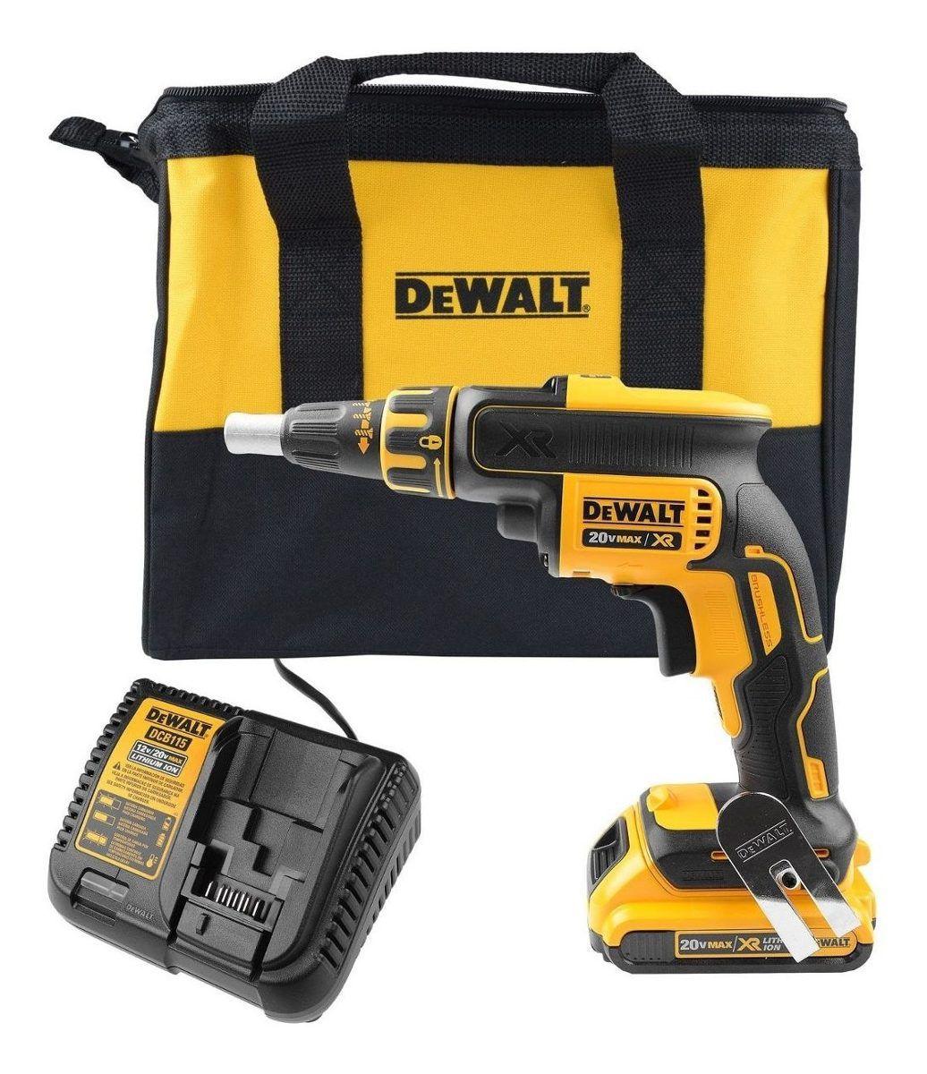 Parafusadeira Drywall Gesso 20V 2 Baterias Dewalt DCF620 220V e ...