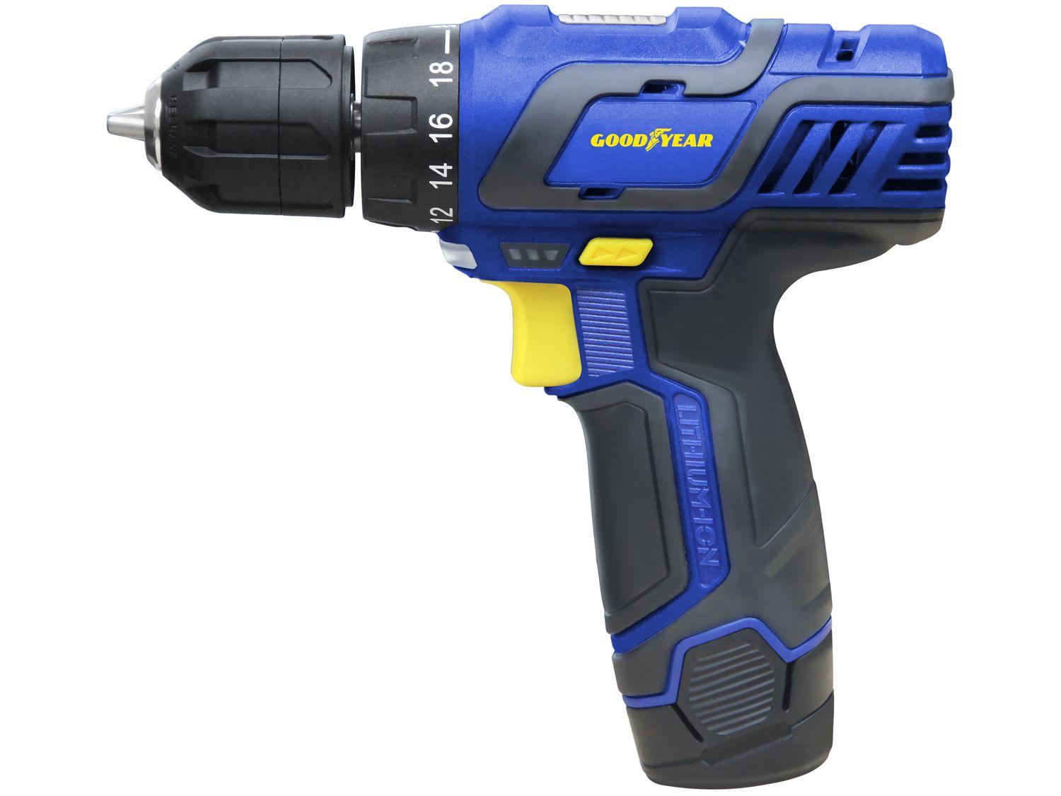 Parafusadeira Elétrica Goodyear GYDC191003 - a Bateria 12V Mandril 3/8 ...