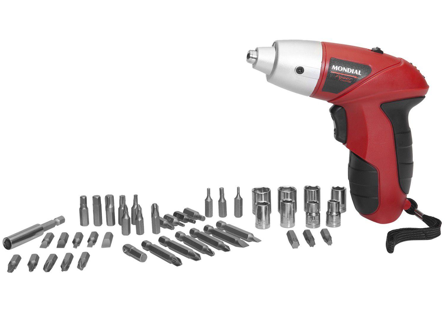 Parafusadeira Elétrica Mondial FPF-05M a Bateria 4,8V 200rpm com Maleta