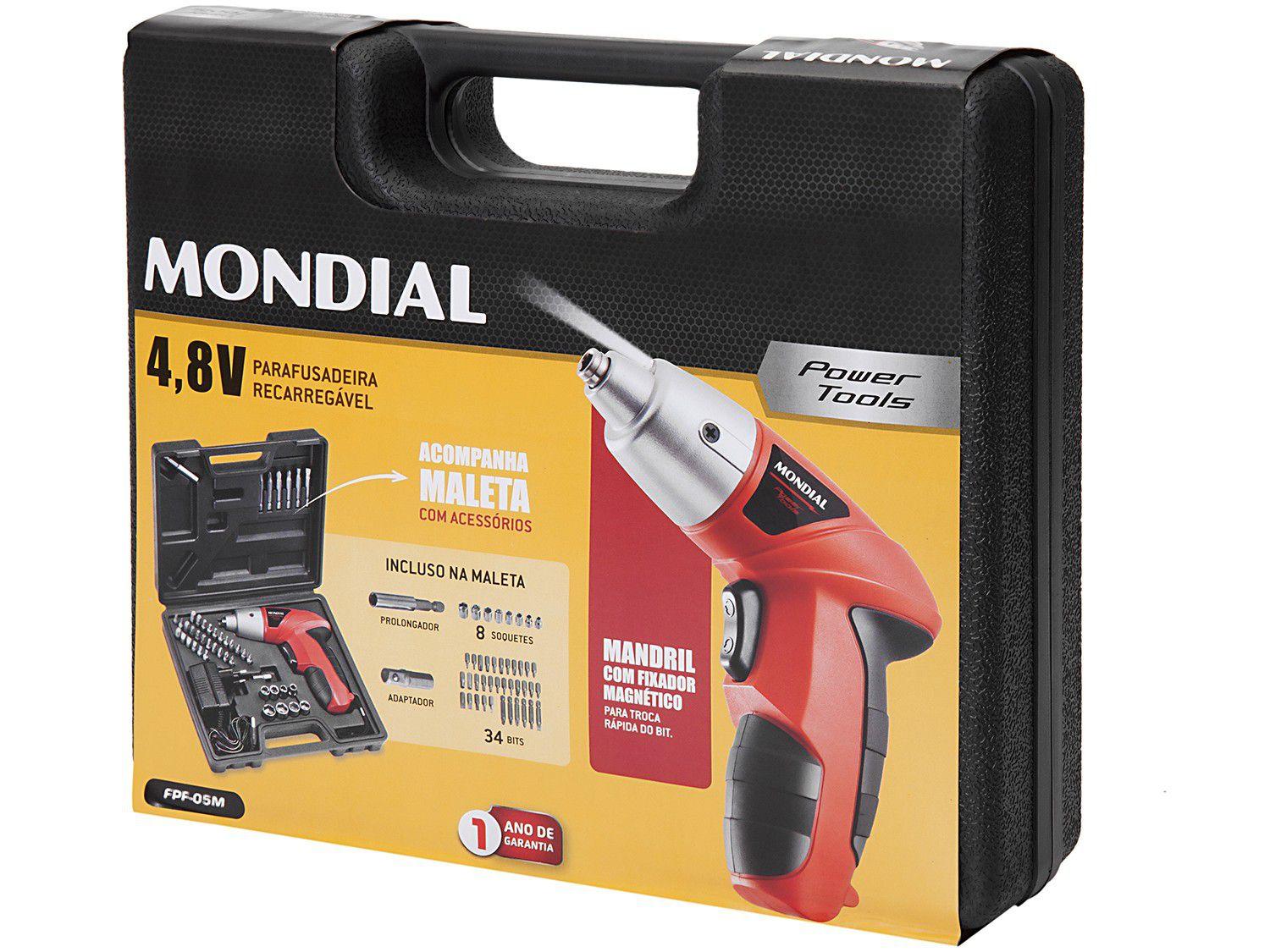 Parafusadeira Elétrica Mondial FPF-05M - a Bateria 4,8V 200rpm com ...