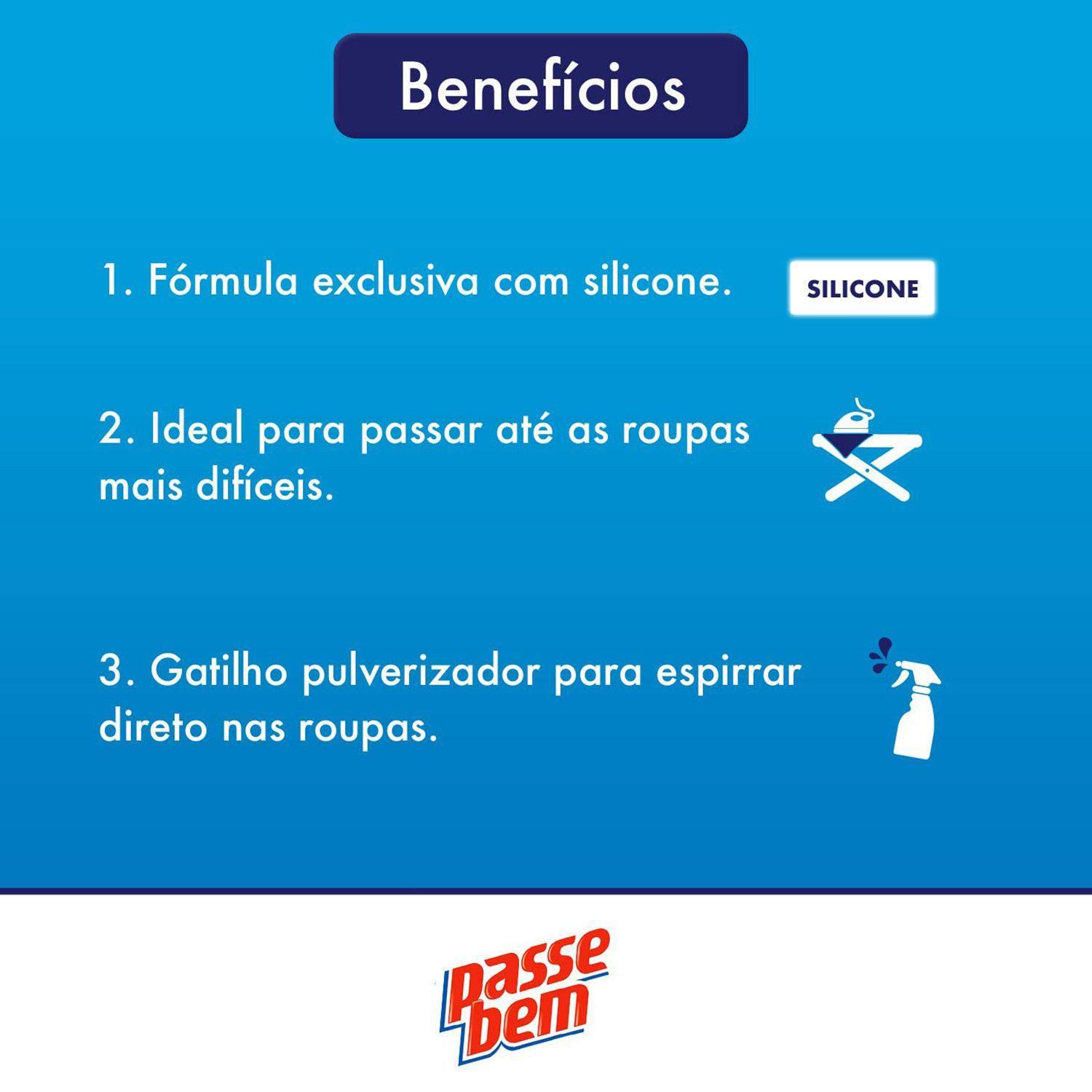 Passa Roupa Facilitador Passe Bem 500ml + 03un Refil 500ml - Água de ...