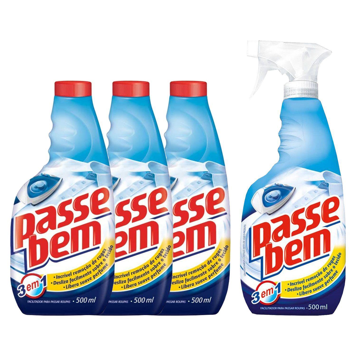 Passa Roupa Facilitador Passe Bem 500ml + 03un Refil 500ml - Água de ...