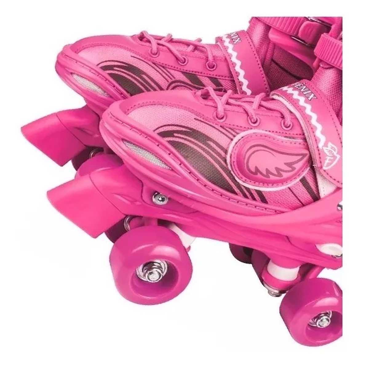 Patins 4 Rodas Ajustável Rosa Com Luz De Led Feminino 30/33 - FENIX ...