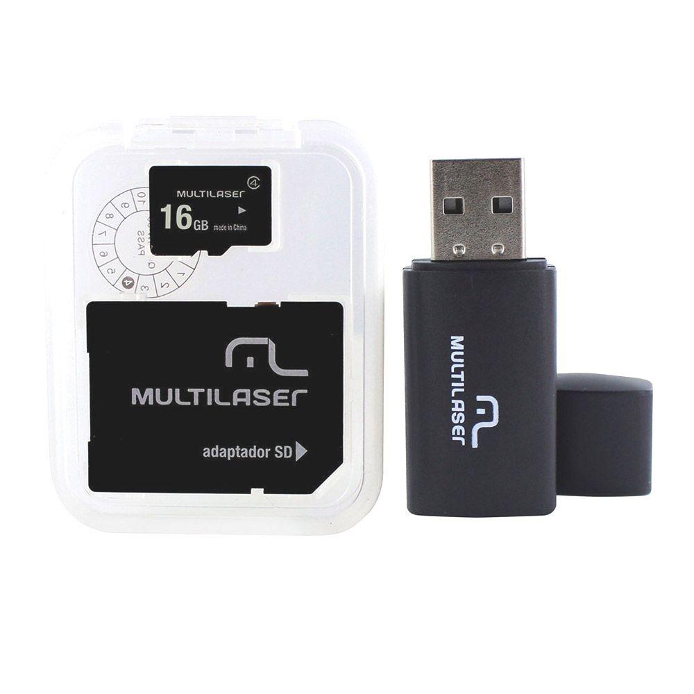 Pen Drive Multilaser 16GB 3 em 1 + Adaptador SD + Micro SD Classe 10 ...