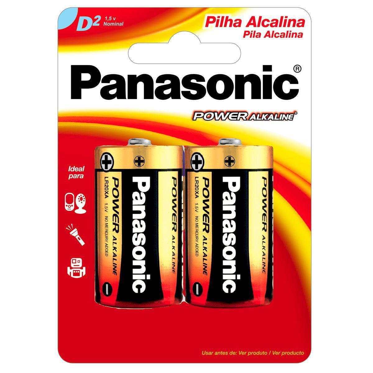 Pilha alcalina grande d com 2 lr20xab/2b - PANASONIC - Pilhas ...