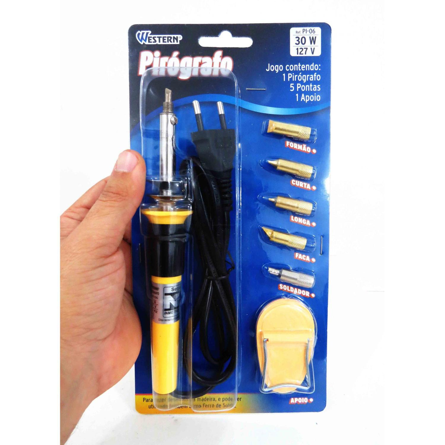 Pirografo Gravador E Soldador Com 5 Pontas 30w 127v - Western ...
