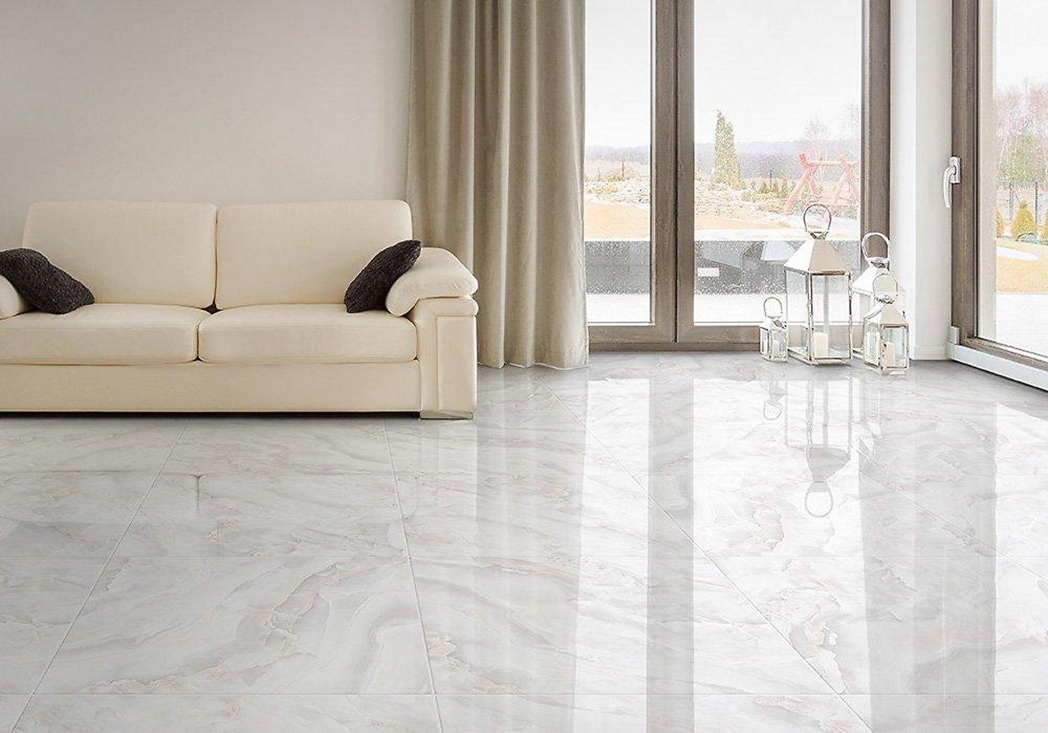 Piso De Ceramica Branca FunStick Azulejo De Piso Branco à Prova