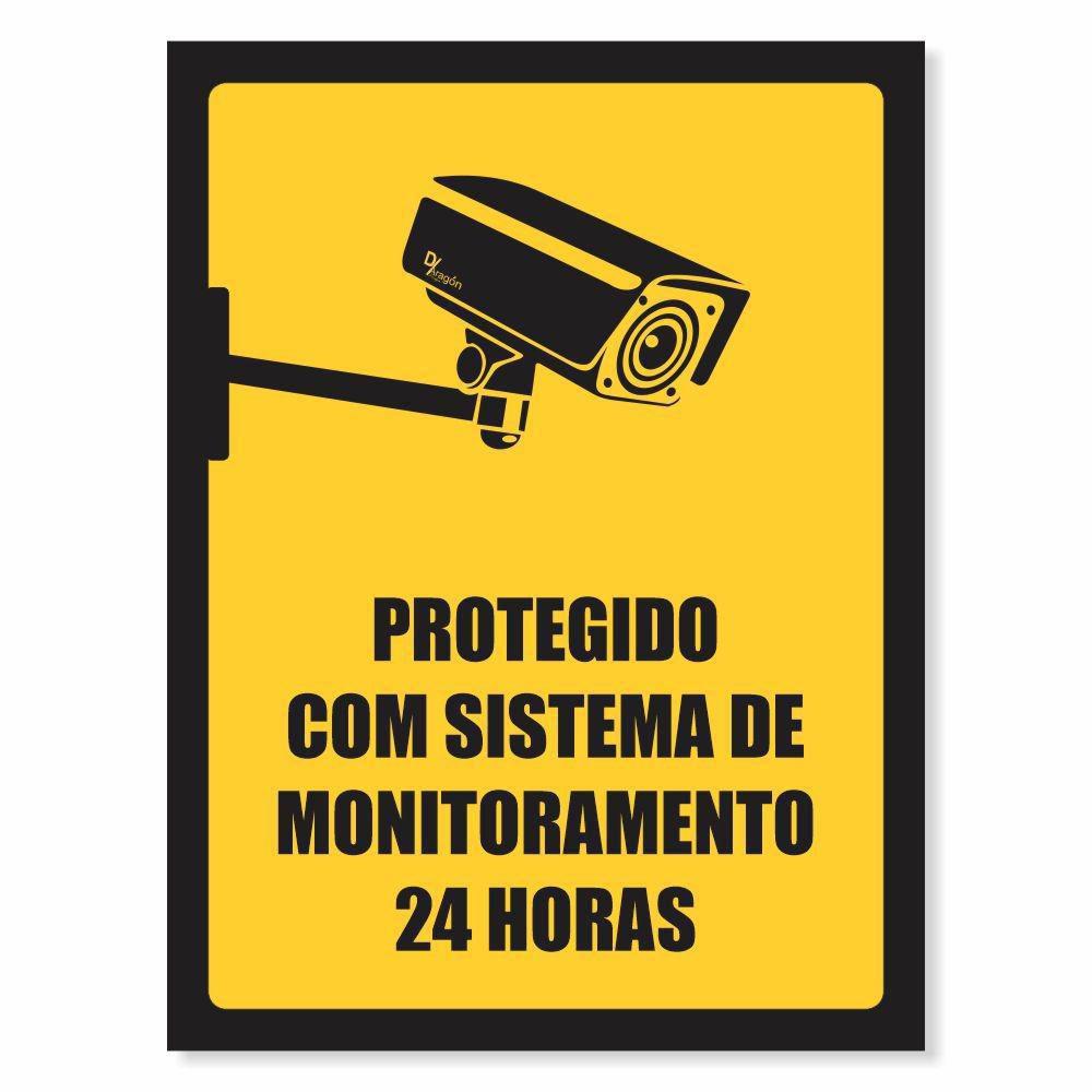 Placa De Sinalização Monitoramento 24 Horas - Ps1Mm 15X20Cm - D'Aragon ...