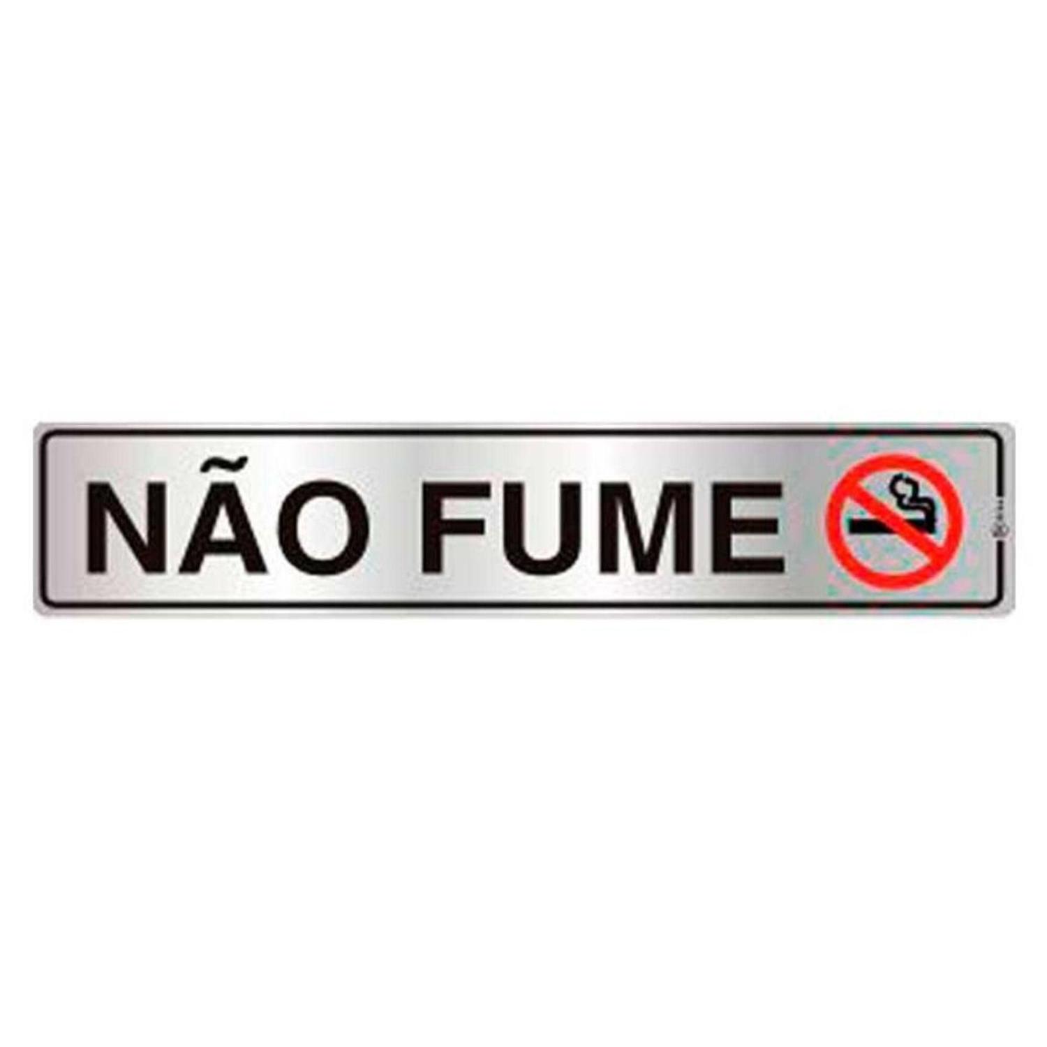Placa de Sinalização Não Fume em Alumínio 05x25cm C05075 Indika - Placa ...