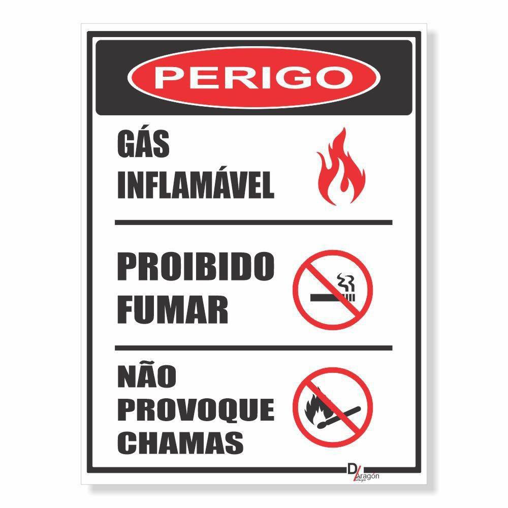 Placa De Sinalização Perigo Gás Inflamável - Ps2Mm 30X40Cm - D'Aragon ...