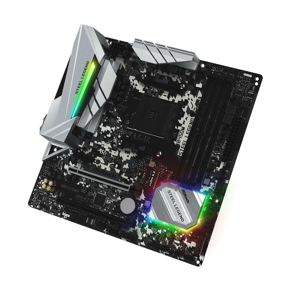 Placa Mãe Micro ATX ASRock 90-MXB9Y0-A0UAYZ B450M Steel Legend AMD AM4 ...
