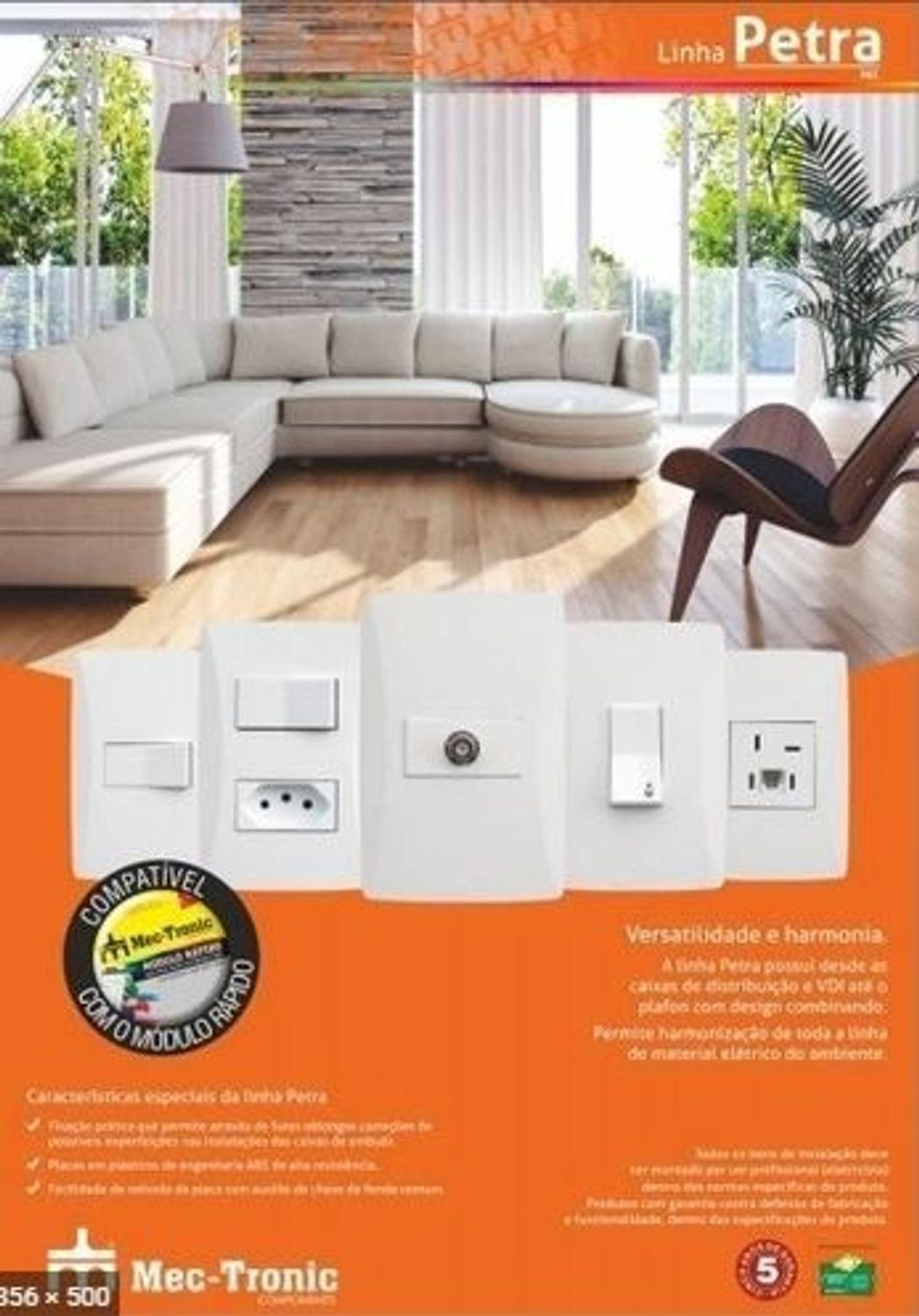 Placa Para 6 modulos 4X4 Linha Petra - Mectronic - MEC-TRONIC - Módulo ...