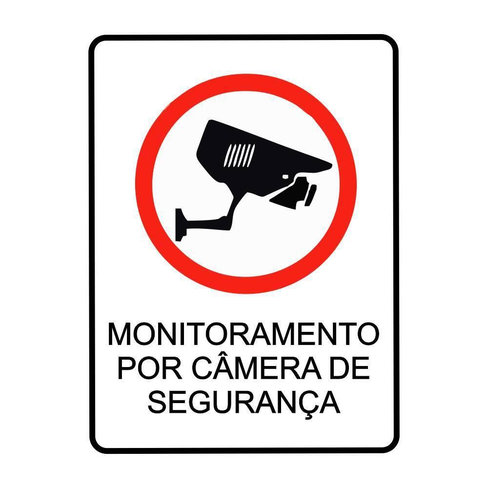 Placa Sinalização Monitoramento Por Camera 15x20cm - Encartale - Placa ...