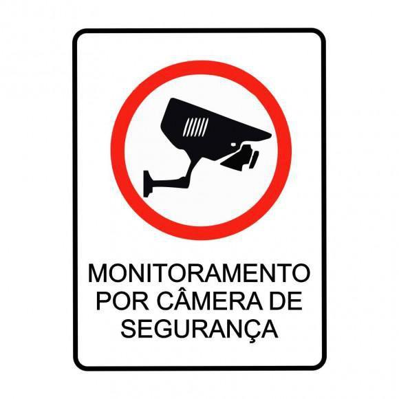 Placa Sinalização Monitoramento Por Camera 15x20cm - Encartale - Placa ...