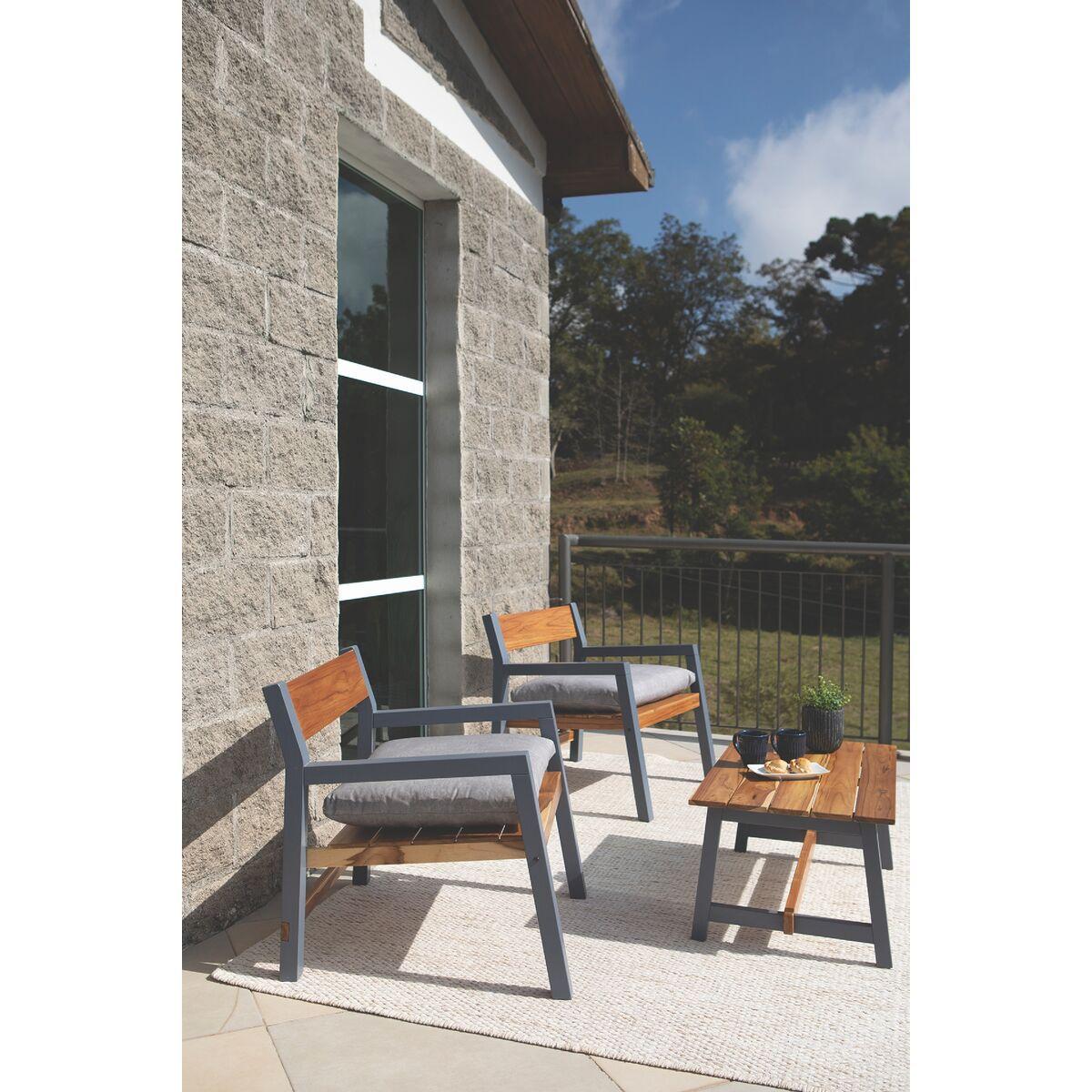 Poltrona com Estofado Tramontina Mistral em Madeira Teca e Tauari com ...