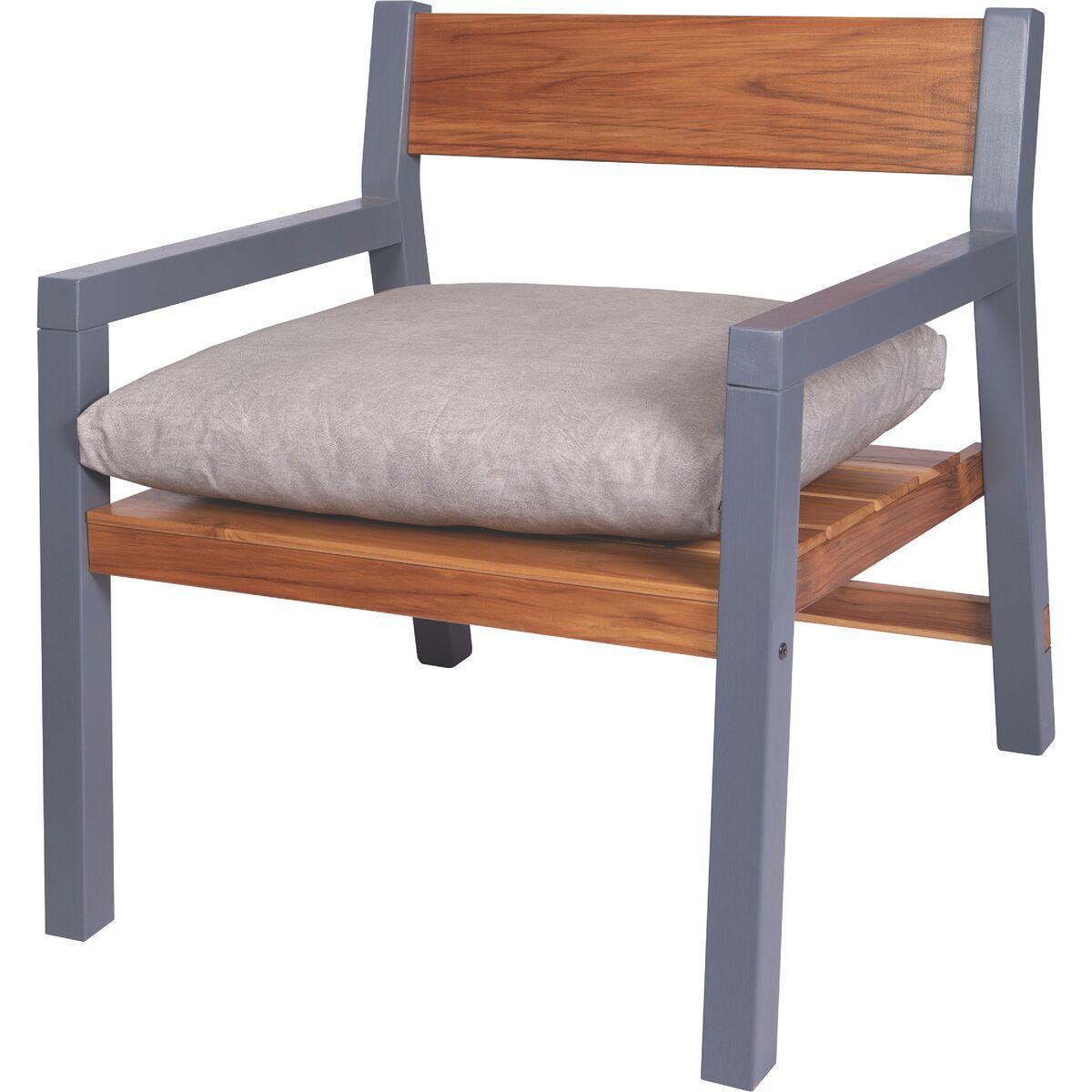 Poltrona com Estofado Tramontina Mistral em Madeira Teca e Tauari com ...