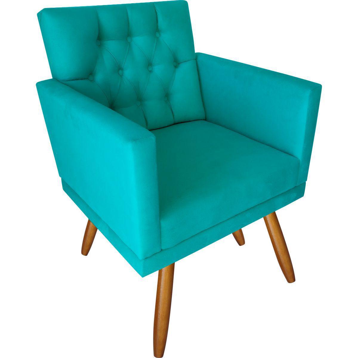 Poltrona Decorativa Ambientes Lara Capitone Azul Turquesa - MegaDecor ...