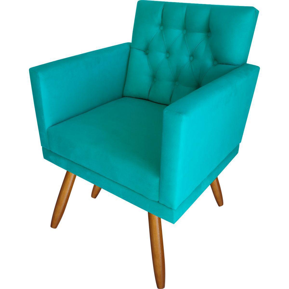 Poltrona Decorativa Ambientes Lara Capitone Azul Turquesa - MegaDecor ...