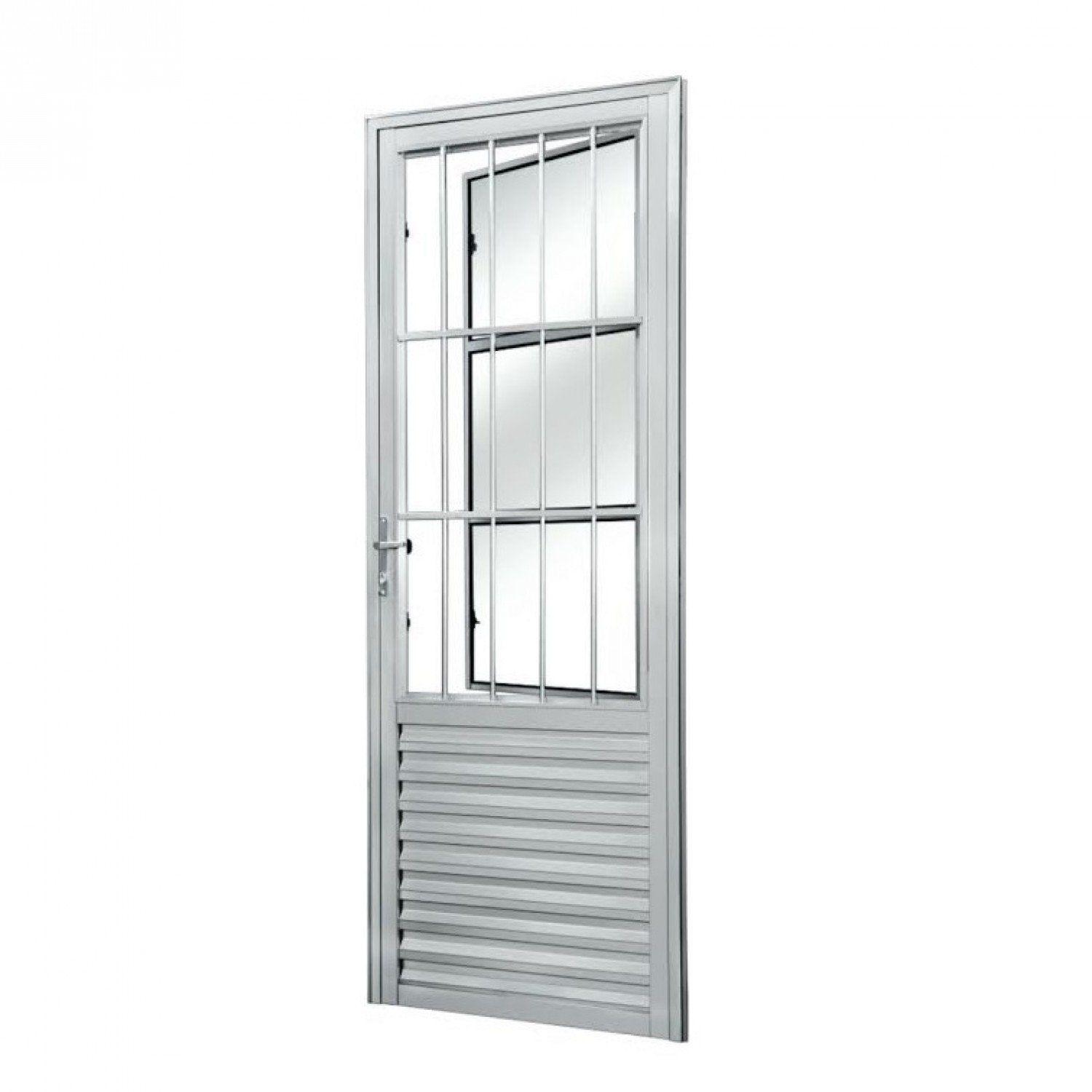 Porta de Alumínio com Postigo Liso Sólida MGM 210cmx80cm Natural ...