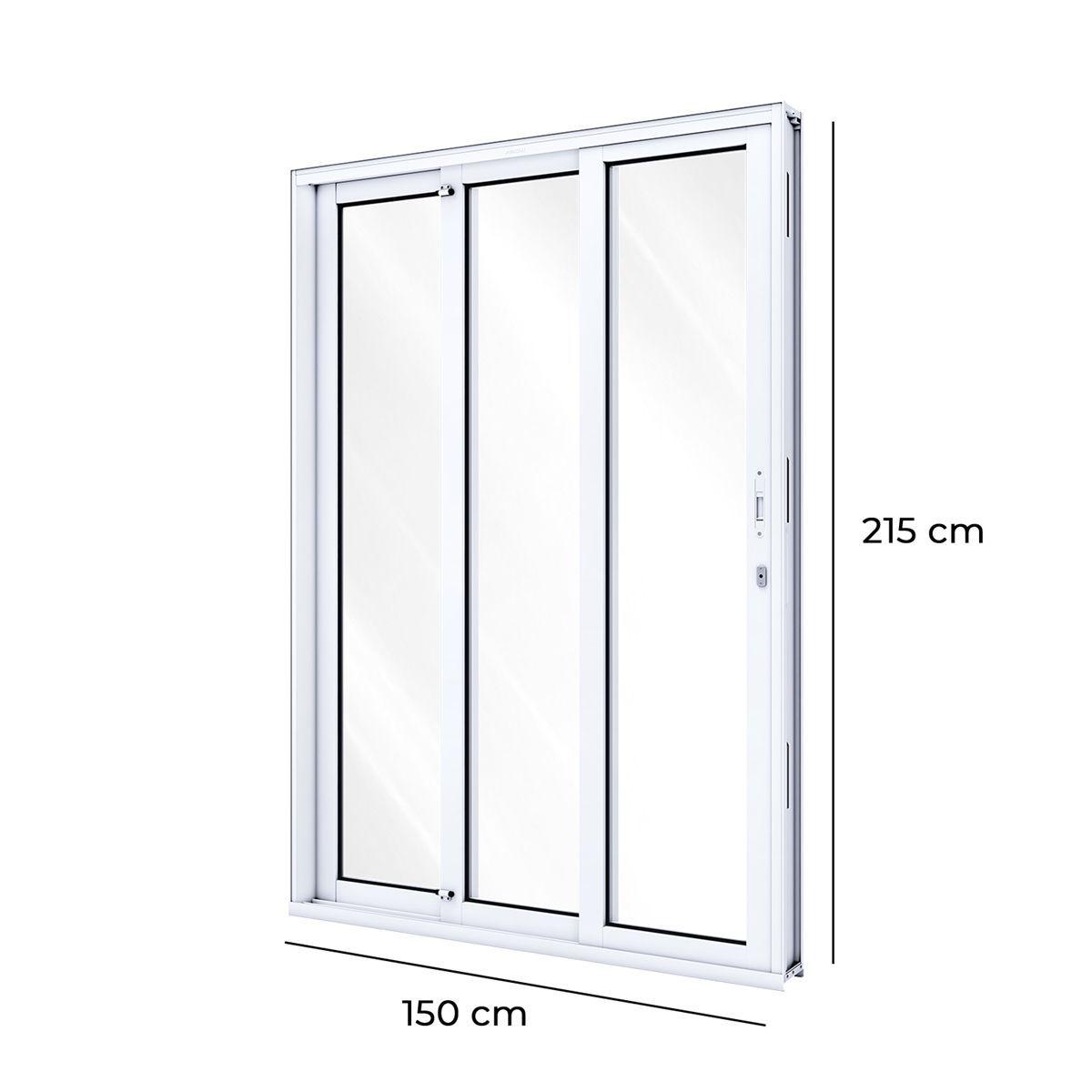 Porta De Correr Lateral 3 Folhas Lucasa 215x150 Alumínio Branco - Porta ...