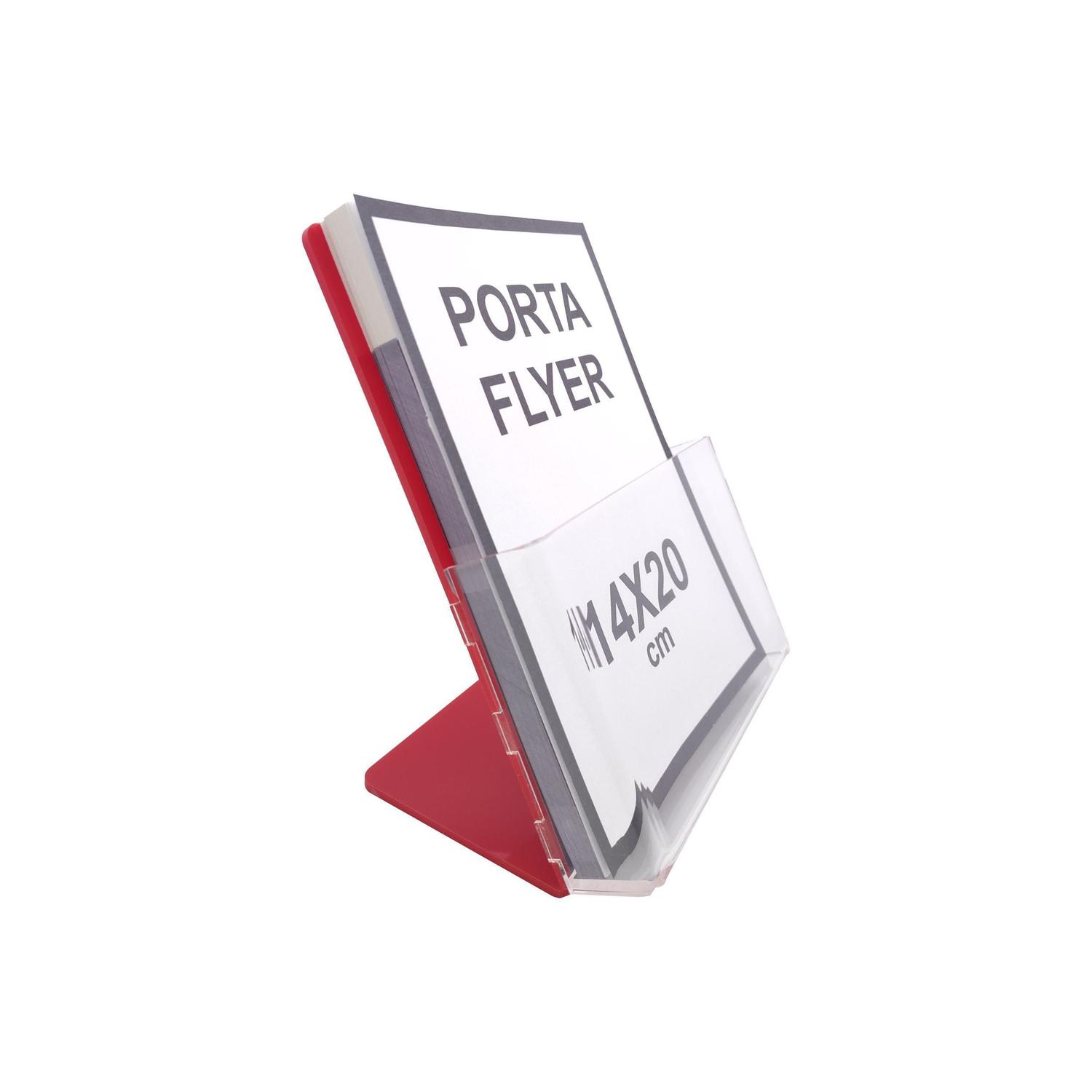 Porta Panfleto Flyer Folder Papel 14X20Cm Acrílico Vermelho - Rgr ...