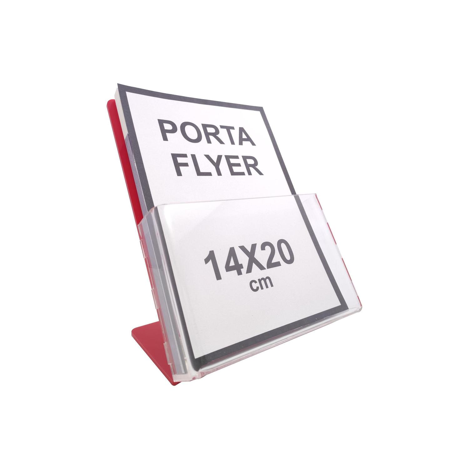 Porta Panfleto Flyer Folder Papel 14X20Cm Acrílico Vermelho - Rgr ...