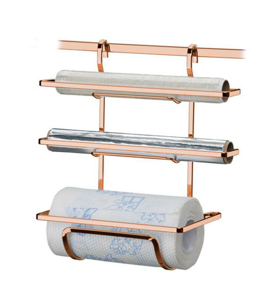 Porta Rolo Triplo Papel Toalha Alumínio PVC Para Barra De Parede Cobre ...