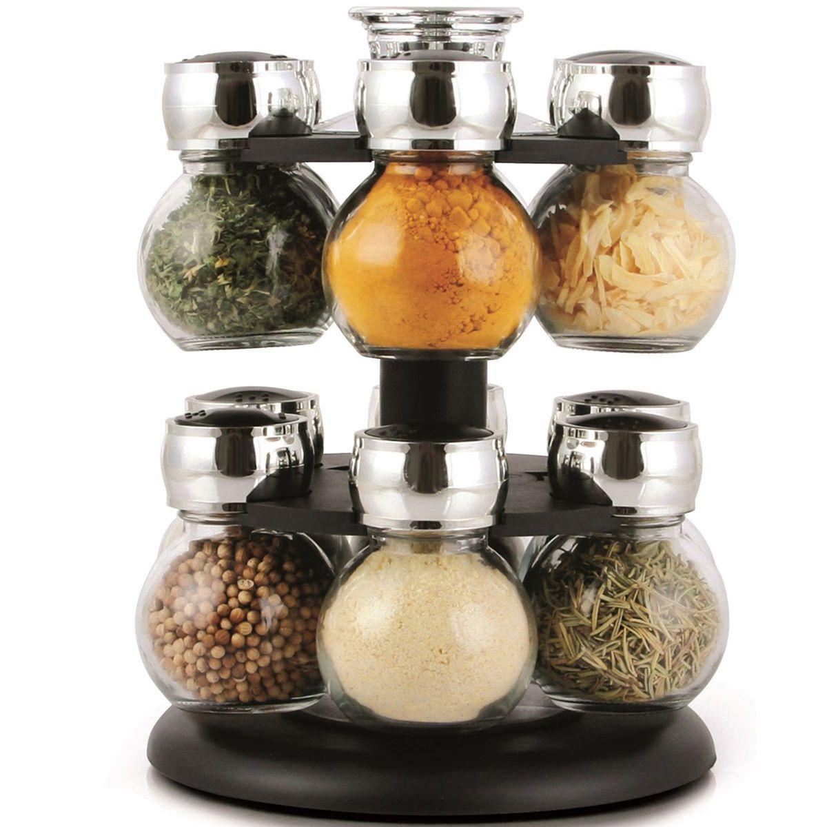 Porta Temperos Luxo Giratório 12 Potes Vidro Redondinhos - Yoi - Porta ...